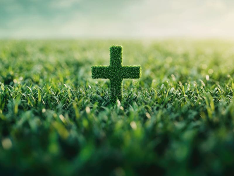 Grass cross in field stock image. Image of landscape - 374302973