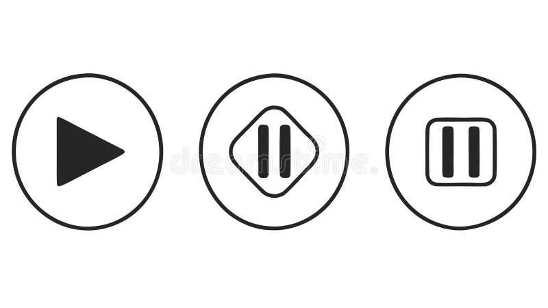 Simple Media Control Icons for UI Design Play Pause Stop, Vector Design ...