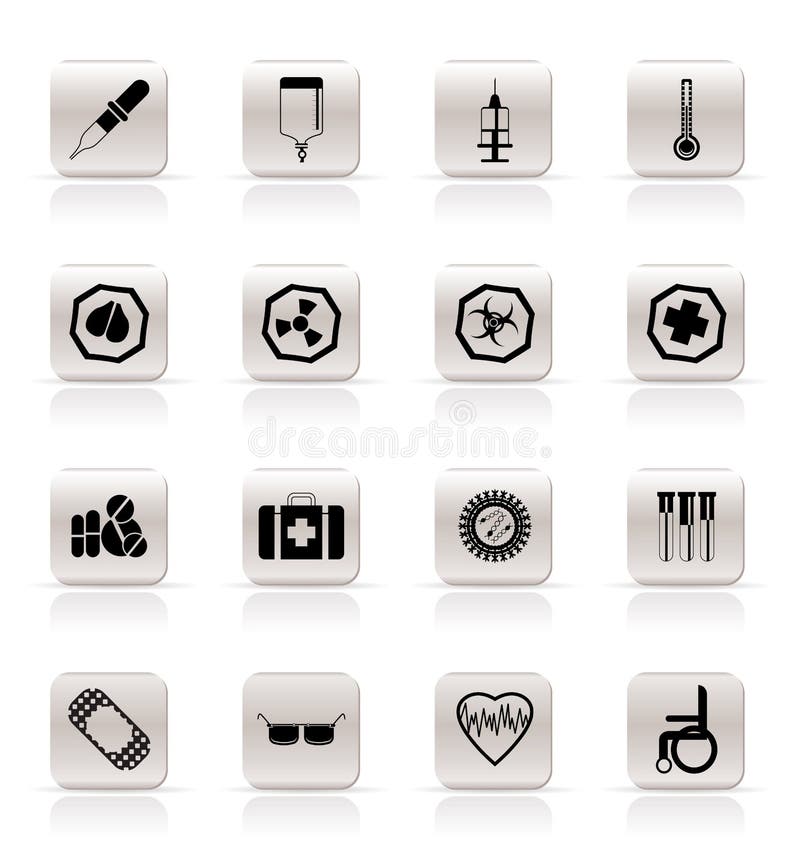 Simple Medical Themed Icons and Warning-signs Stock Vector ...