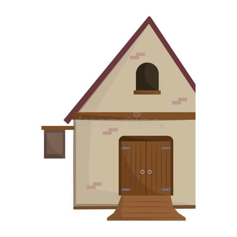 Simple Medieval House Front. Vector Stock Vector - Illustration of real ...
