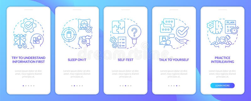 Simple Memory Tips Blue Gradient Onboarding Mobile App Screen Stock ...
