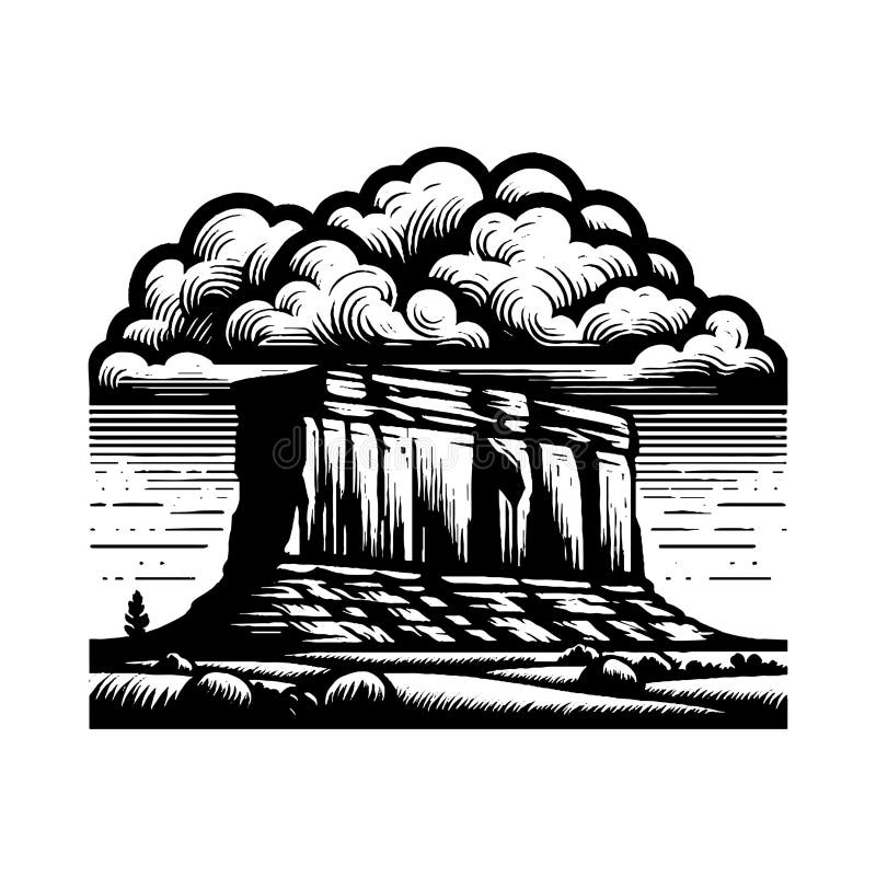 Mesa Rock Formation Vector Design – Vintage Logo Retro Illustration ...