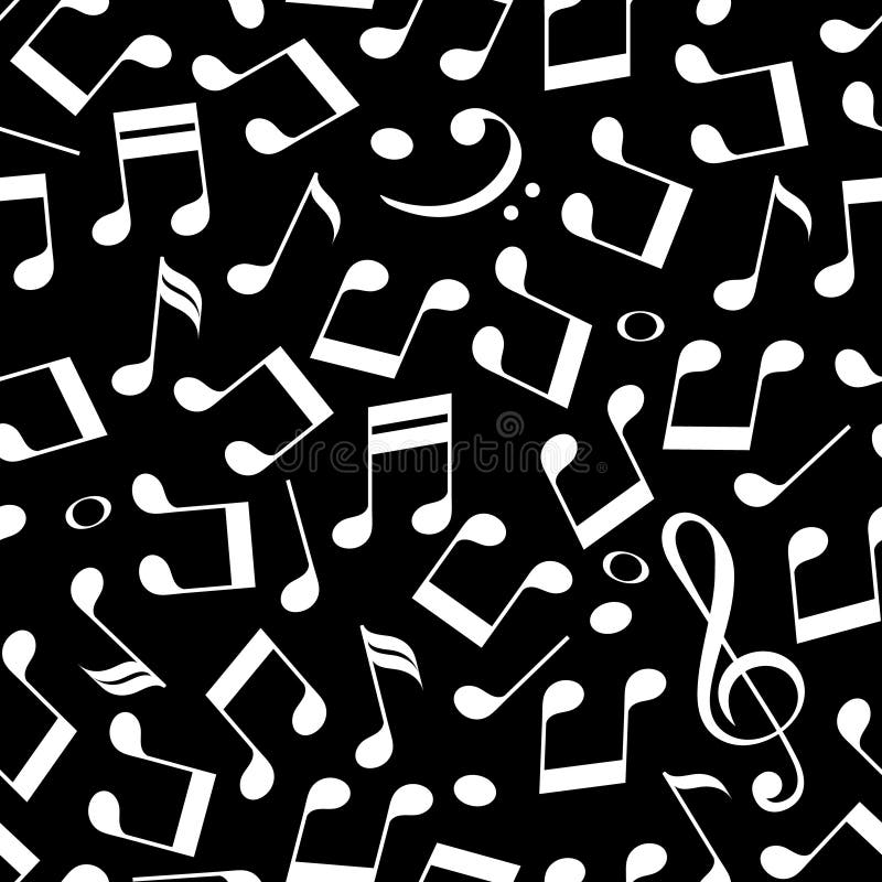 Simple Messy Black and White Music Notes with Treble and Bass Clefs ...