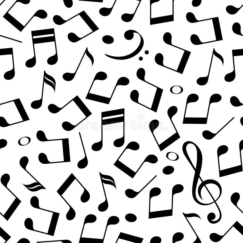 Simple Messy Black and White Music Notes with Treble and Bass Clefs ...