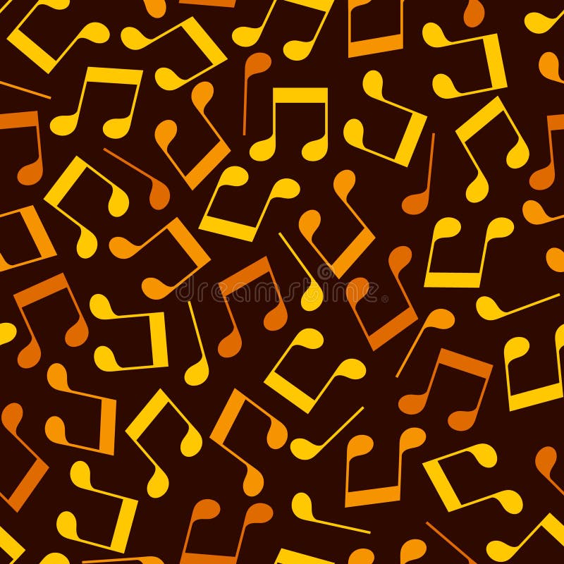 Simple Messy Golden Music Notes on Dark Brown Seamless Pattern, Vector ...