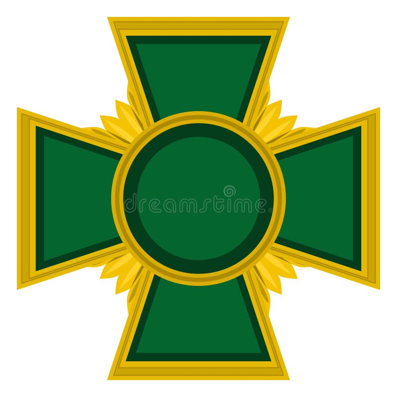 Simple Metal Cross Gold with Green Inserts. Flat Stock Illustration ...