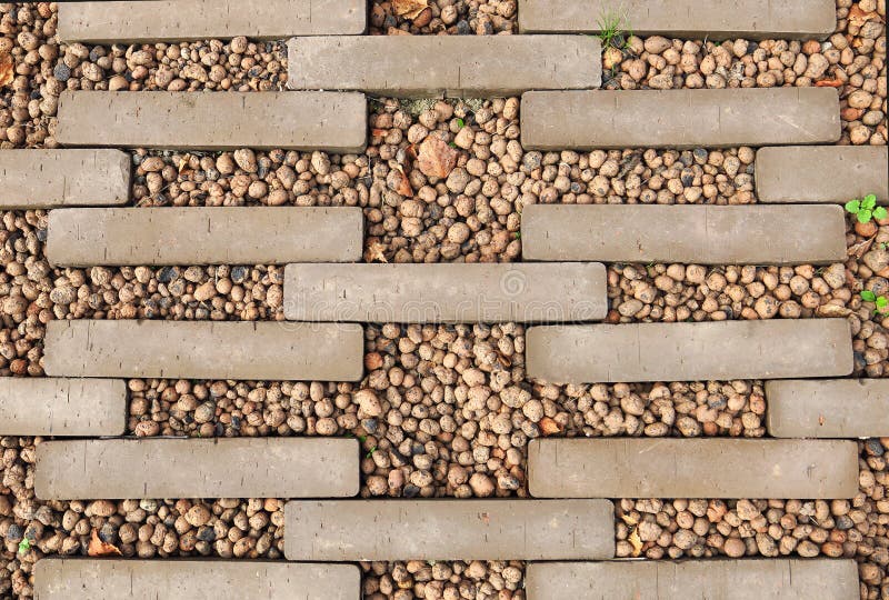 A Simple Method of Paving with Pebbles. Walkway Texture. Stock Image ...