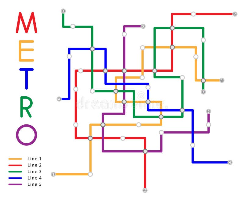Simple Metro Map, Edittable Vector Illustration Stock Vector ...