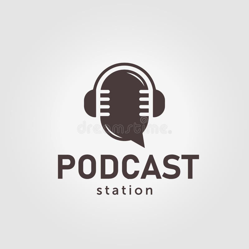 Simple Mic Podcast with Headset Logo Icon Design Illustration Vector ...