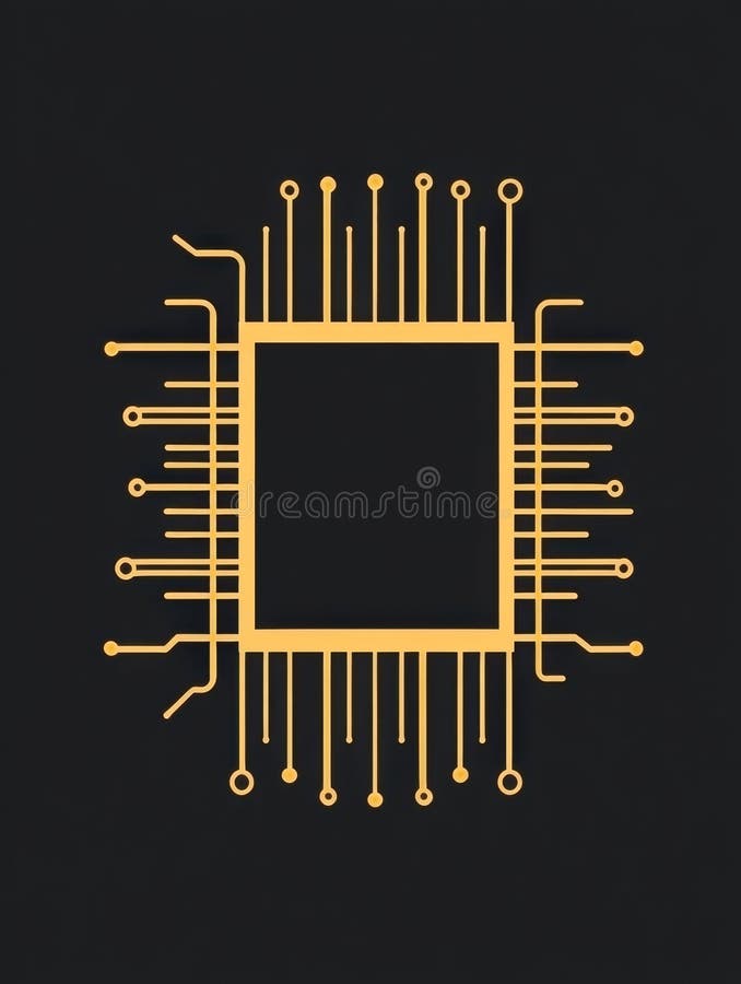 A Simple Microchip Icon Features Intricate Digital Traces, Illustrating ...