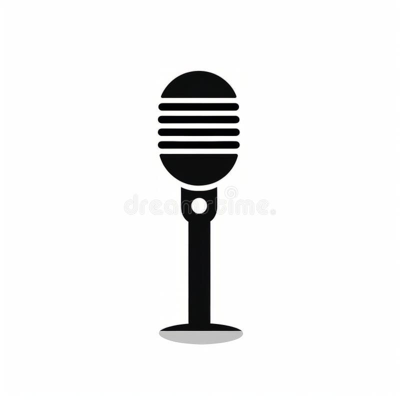 Simple Microphone Icon in Black Outline on White Background Stock ...