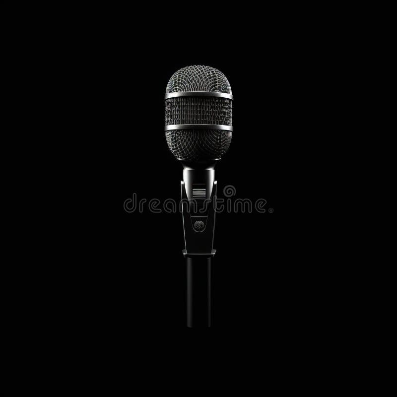Simple Microphone Icon in Black Outline on White Background Stock ...