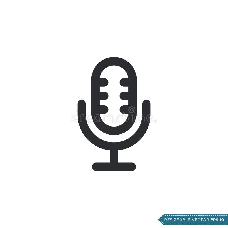 Black Color Simple Microphone Icon Vector Template Illustration Design ...