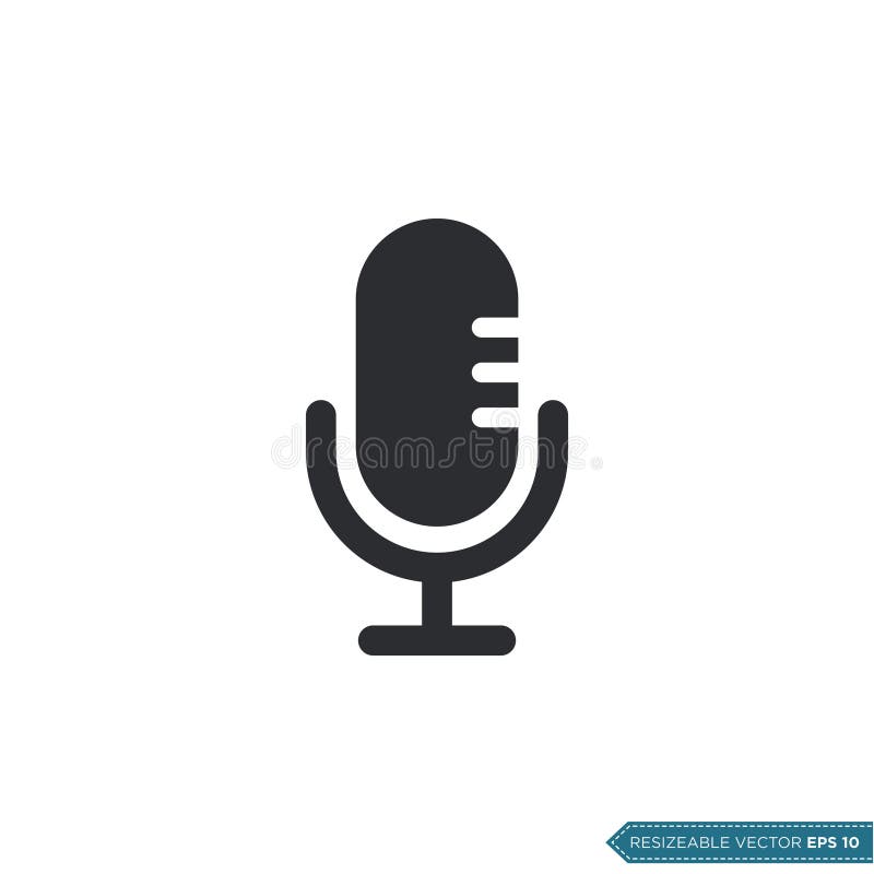 Black Color Simple Microphone Icon Vector Template Illustration Design ...
