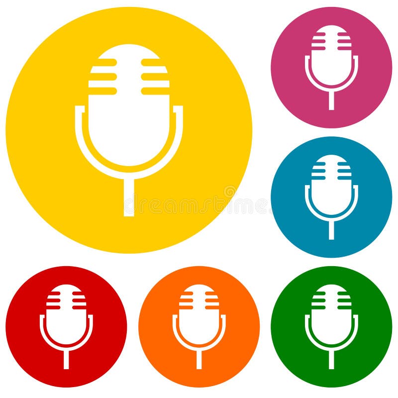 Simple Microphone Icons Set Stock Vector - Illustration of abstract ...
