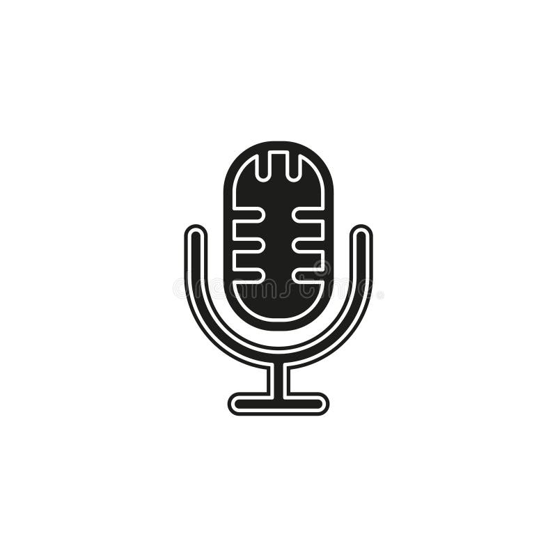 Simple Microphone Vector Icon Stock Illustration - Illustration of line ...