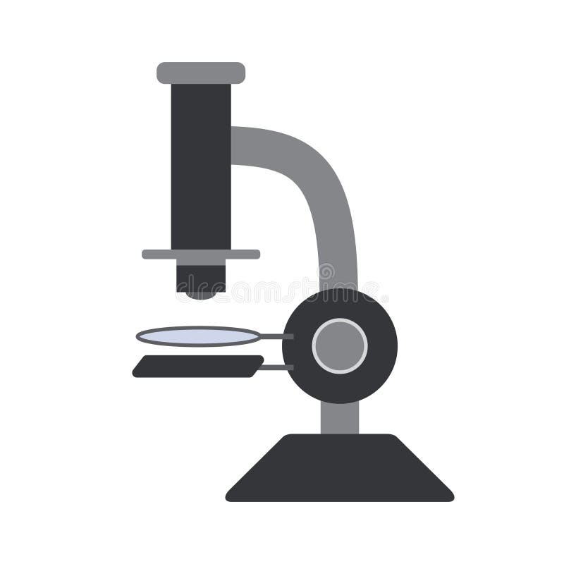 Simple Microscope Illustration in Flat Style on White Background. Stock ...