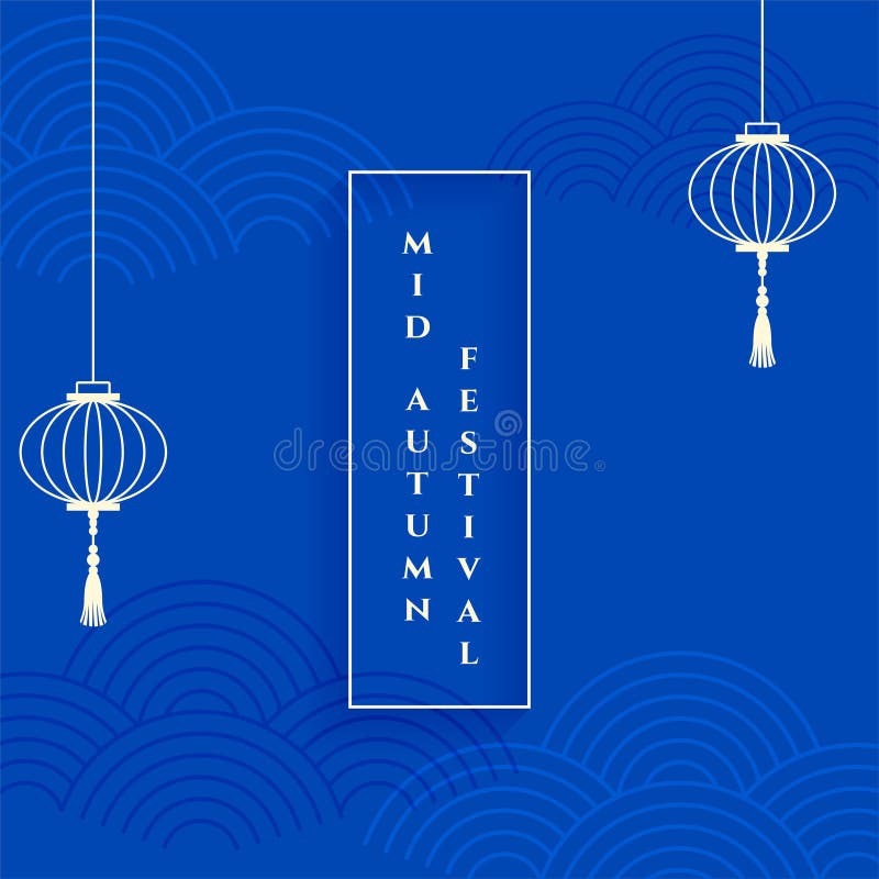 Simple Mid Autumn Festival Blue Background Vector Illustration Stock ...