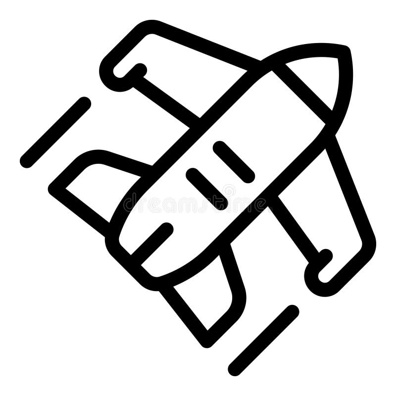 Military Fighter Jet Plane Flying Fast Line Icon Stock Illustration ...