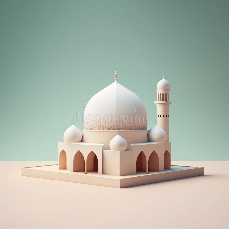 Minimalist Miniature of a Mosque Stock Illustration - Illustration of ...