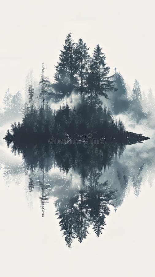 Simple, Minimal Depiction of Forest. Stock Illustration - Illustration ...