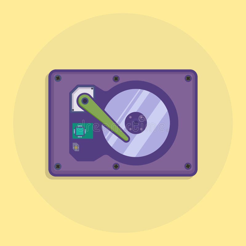 Simple and Minimal Design of Hard Disk Isolated on Yellow Background ...