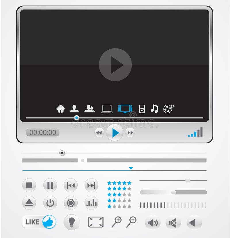 Simple Minimal Media Player with Icons Stock Illustration ...