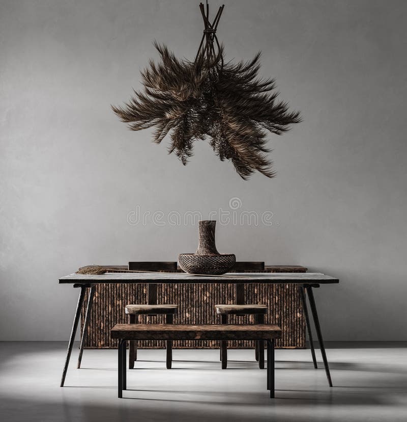 Modern Nomadic Style Living Room Interior Background, Wall Mockup Stock ...