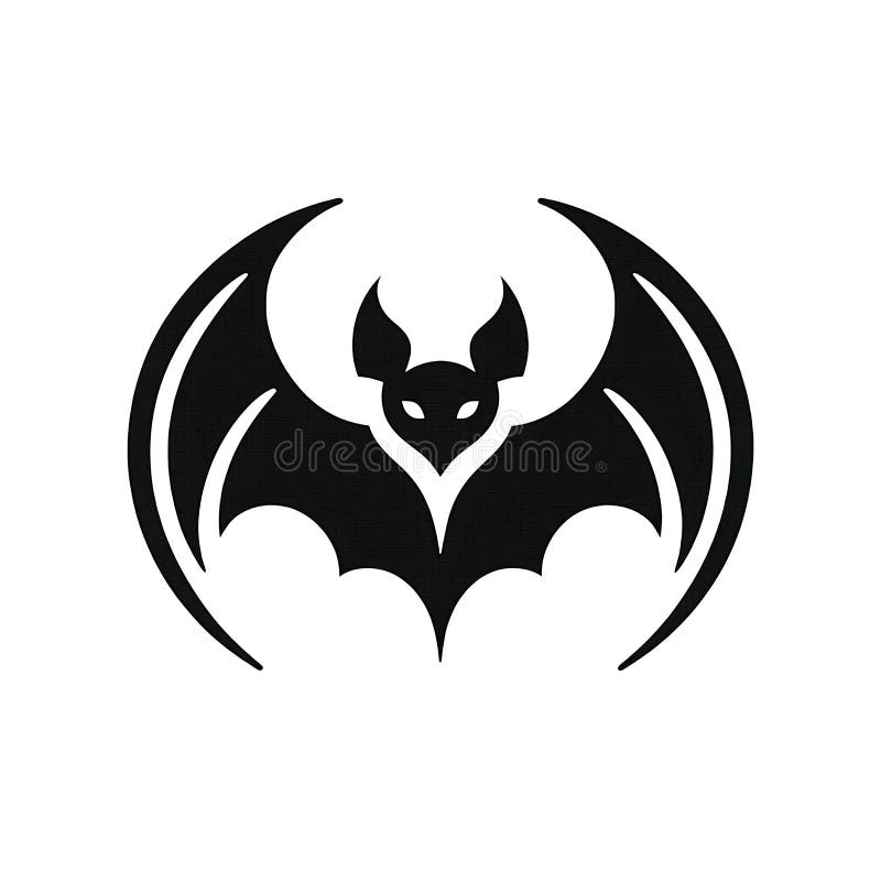 Simple and Minimalist Bat Logo in Black and White on a White Background ...