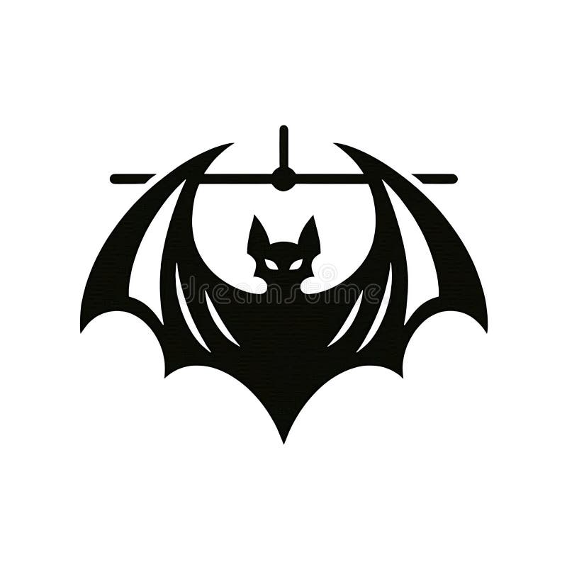 Simple and Minimalist Bat Logo in Black and White on a White Background ...