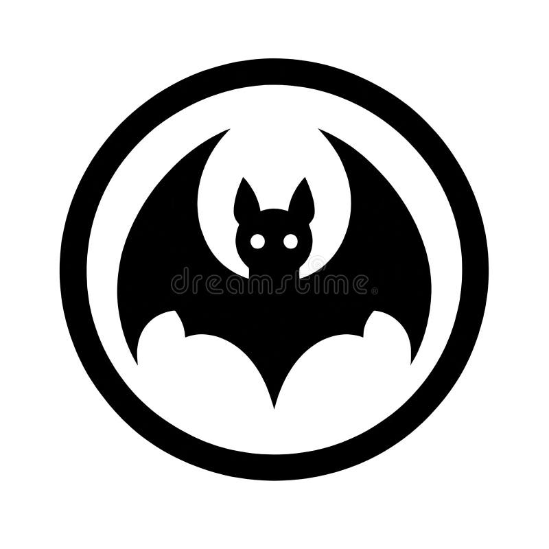 Simple and Minimalist Bat Logo in Black and White on a White Background ...