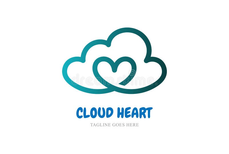 Simple Minimalist Cloud Love Heart Line Outline Logo Design Vector ...