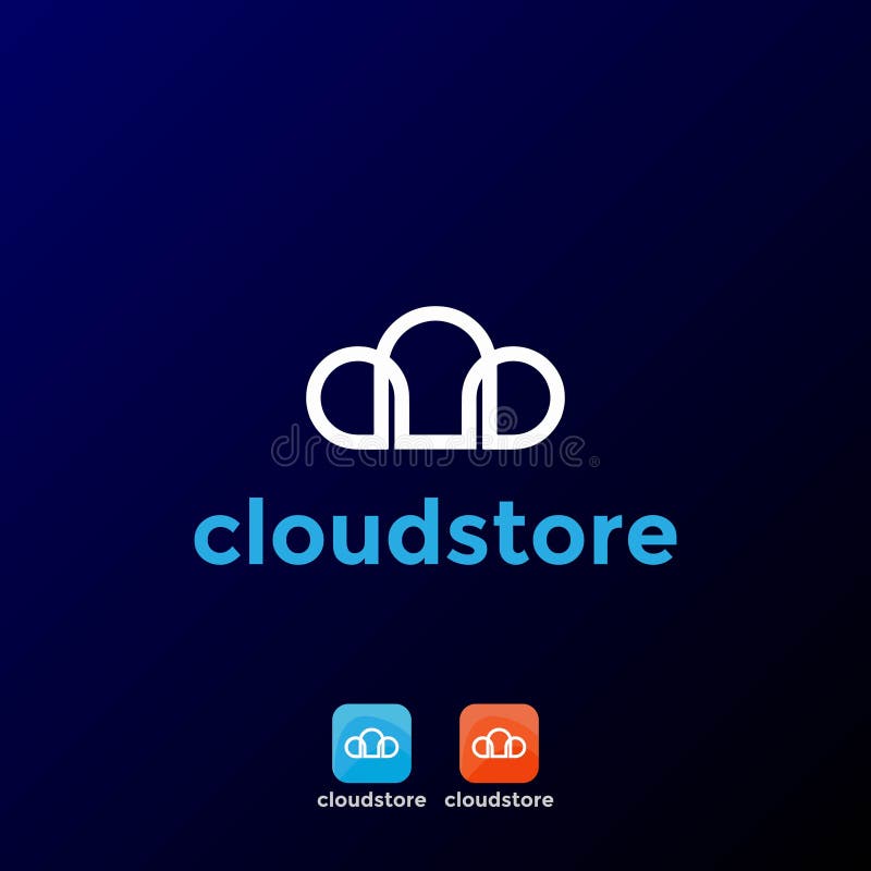Simple Minimalist Cloud Store App Logo Design Stock Vector ...