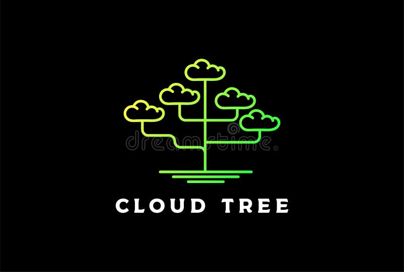 Simple Minimalist Cloud Tree for Storage or Electric Technology Logo Design Stock Vector ...
