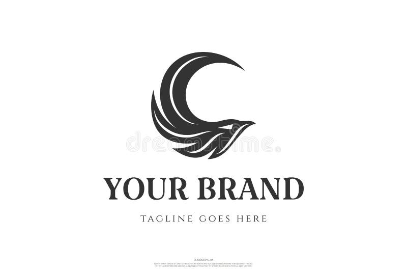 Strong Eagle Hawk Falcon Bird Monogram Line Outline Logo Design Vector ...
