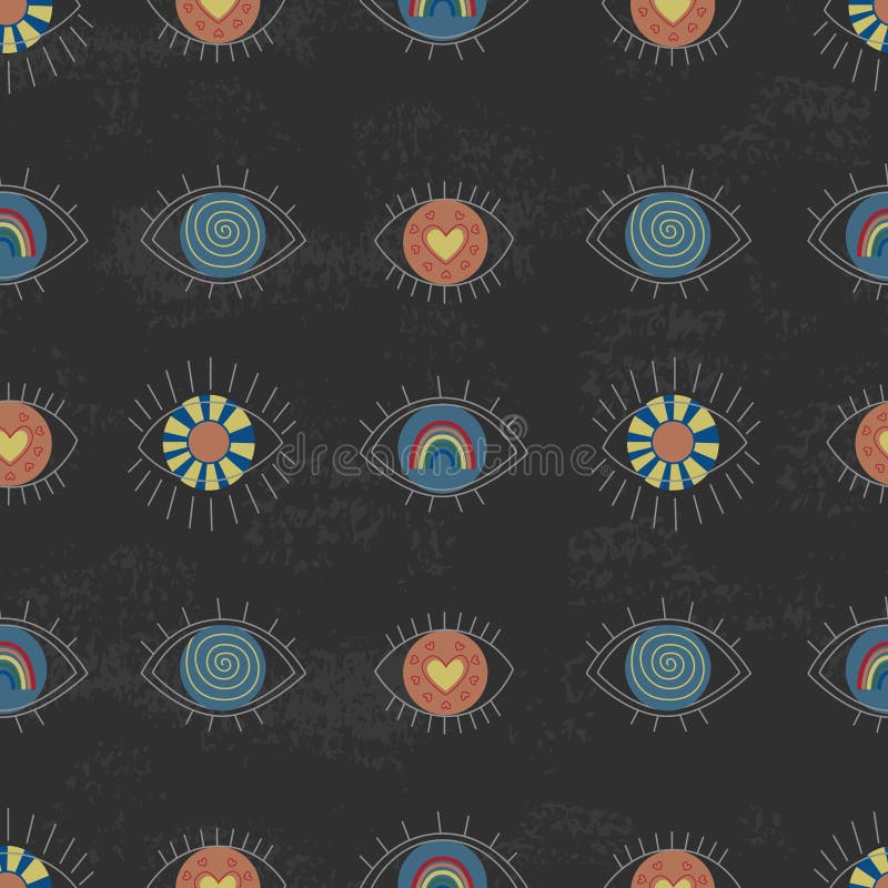 Esoteric Eyes Seamless Pattern Dark Stock Vector - Illustration of ...