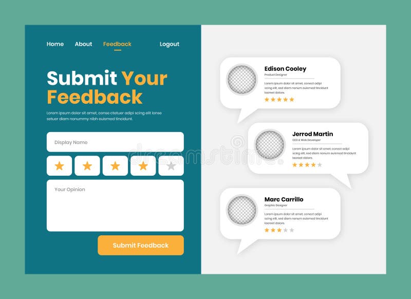 Simple Minimalist Feedback Submission Web Ui Form Template Design Stock ...