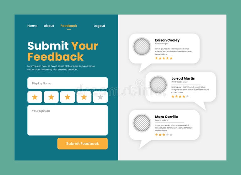 Simple Minimalist Feedback Submission Web Ui Form Template Design Stock ...