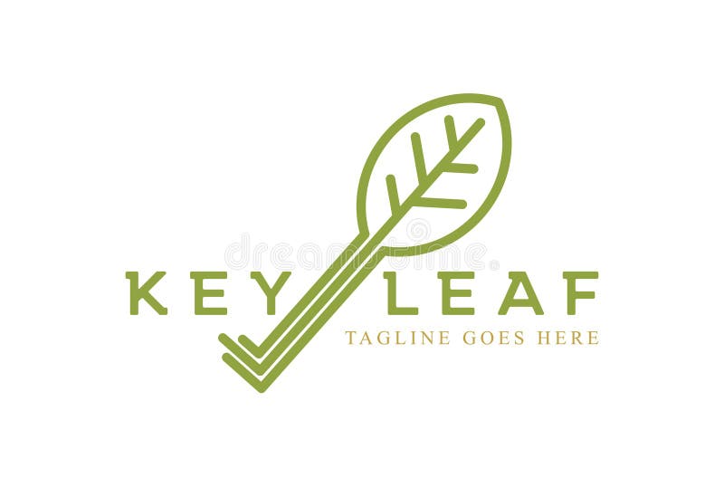 Simple Minimalist Fresh Green Key Leaf Tree Plant Logo Design Stock ...