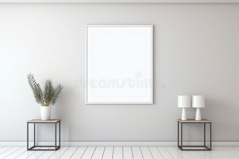 Simple Minimalist Gallery Setup with an Empty Photo Frame on a Clean ...