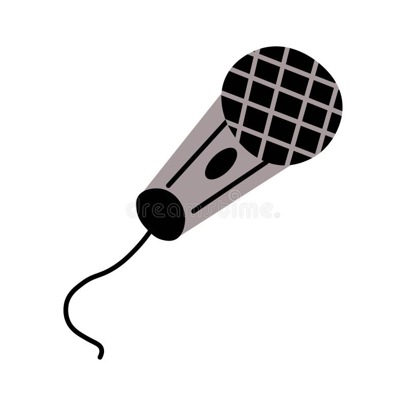 Simple Minimalist Gray and Black Microphone Design Illustration Stock ...