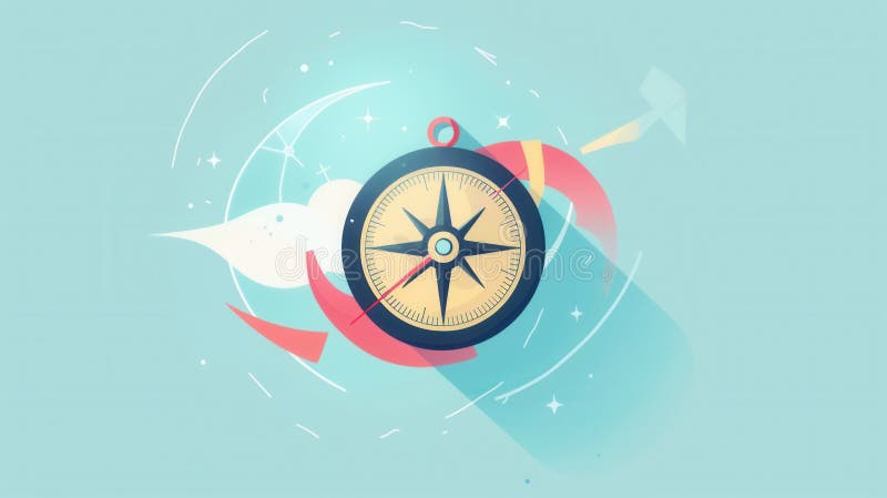 A Simple, Minimalist Illustration of a Compass with a Blue Background ...