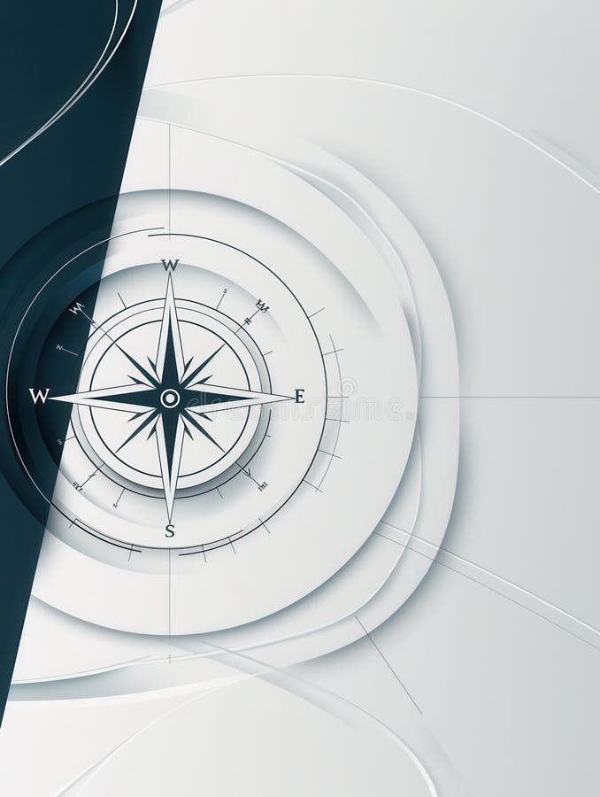 A Simple, Minimalist Illustration of a Compass with Clear Lines on a ...