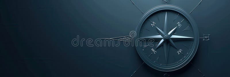A Simple, Minimalist Illustration of a Compass on a Dark Blue ...