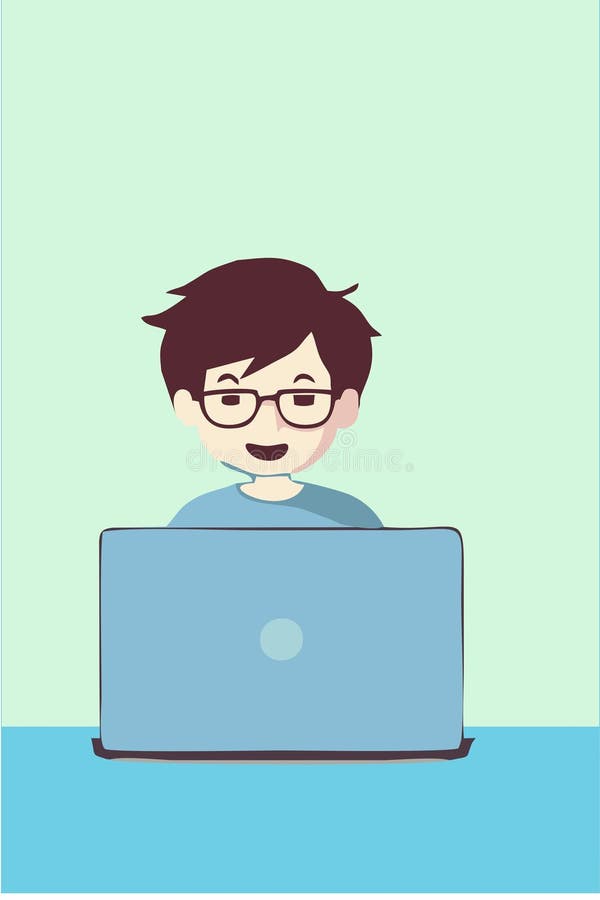 Simple and Minimalist Illustration of a Young Adult with Glasses Using ...