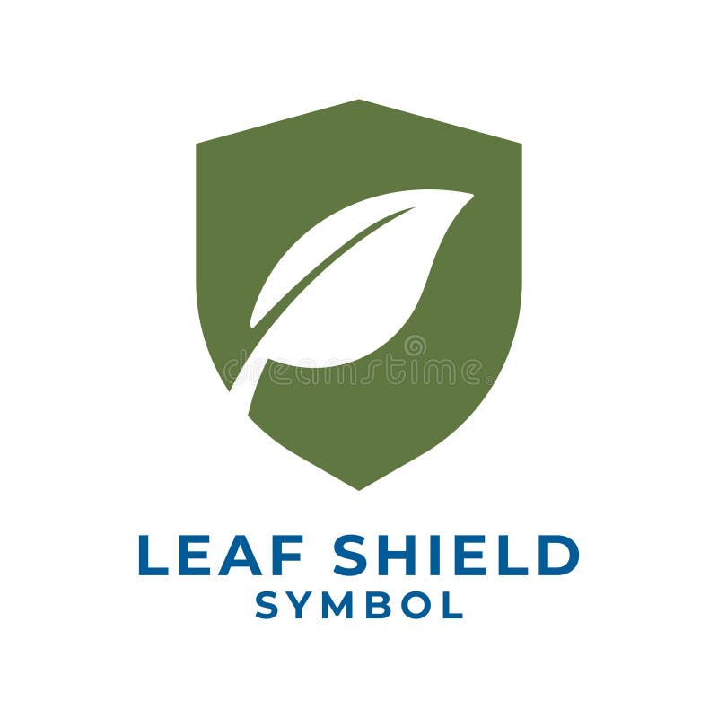 Simple Minimalist Leaf Shield Icon Symbol Illustration Stock Vector ...