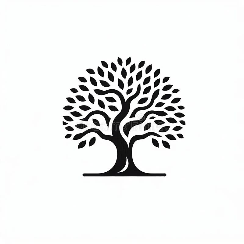 Simple and Minimalist Logo of a Banyan Tree in Black and White. Stock ...