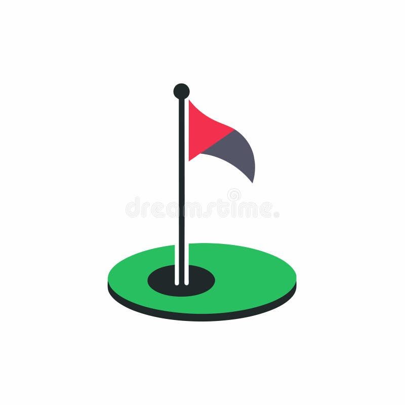 A Simple, Minimalist Logo Design Featuring a Golf Flag and Pin, Flag ...
