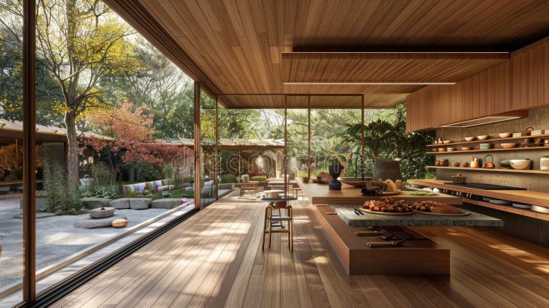 A Simple Minimalist Modern Gourmet Kitchen Featuring Natural Oak ...