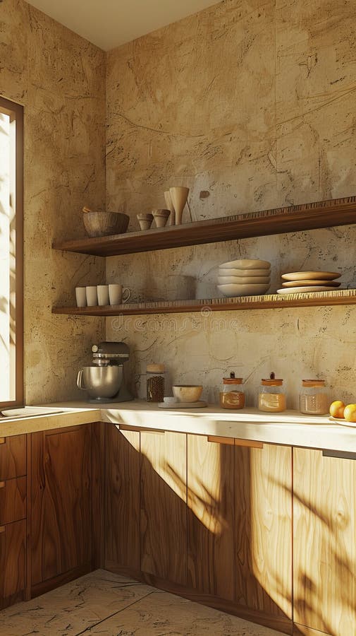 A Simple Minimalist Modern Gourmet Kitchen Featuring Natural Oak ...